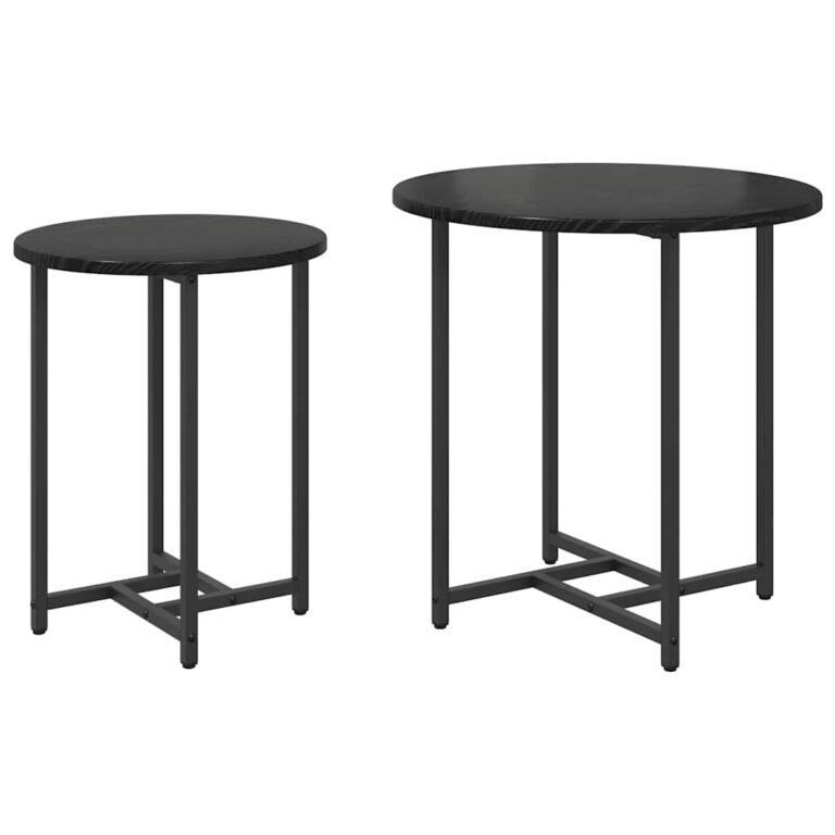 2 Piece Side Table Set 50x50x50cm - Black Oak - Complete Storage Solutions